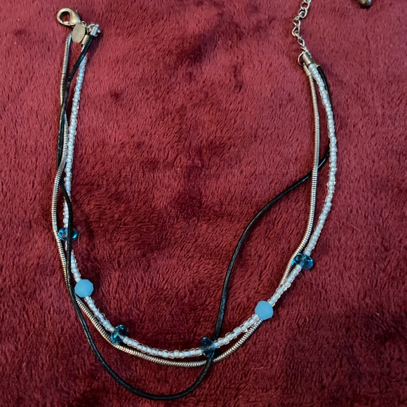 Kohl's | Jewelry | Triple Strand Leather Bead Silver Necklace Short ...